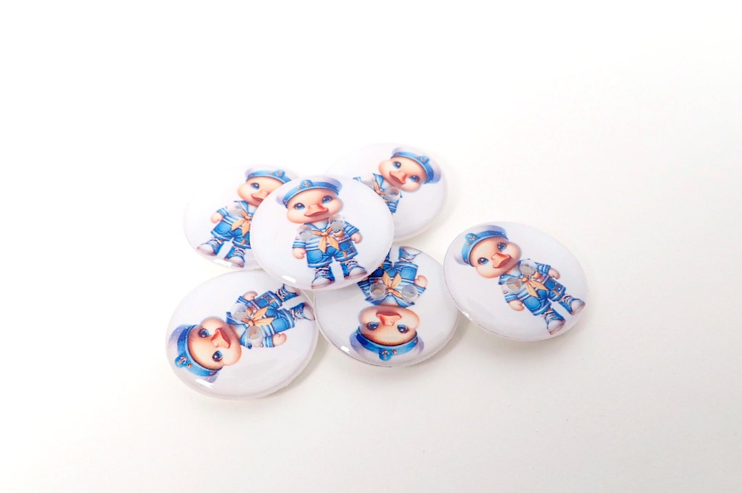 HANDMADE BUTTONS. Set of 6 Handmade Nautical Sailor Duck or Duckling ...