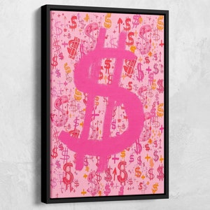 Pink Dollar Symbol Poster, Dollar Logo Print, Girl Room Decor, Pink ...