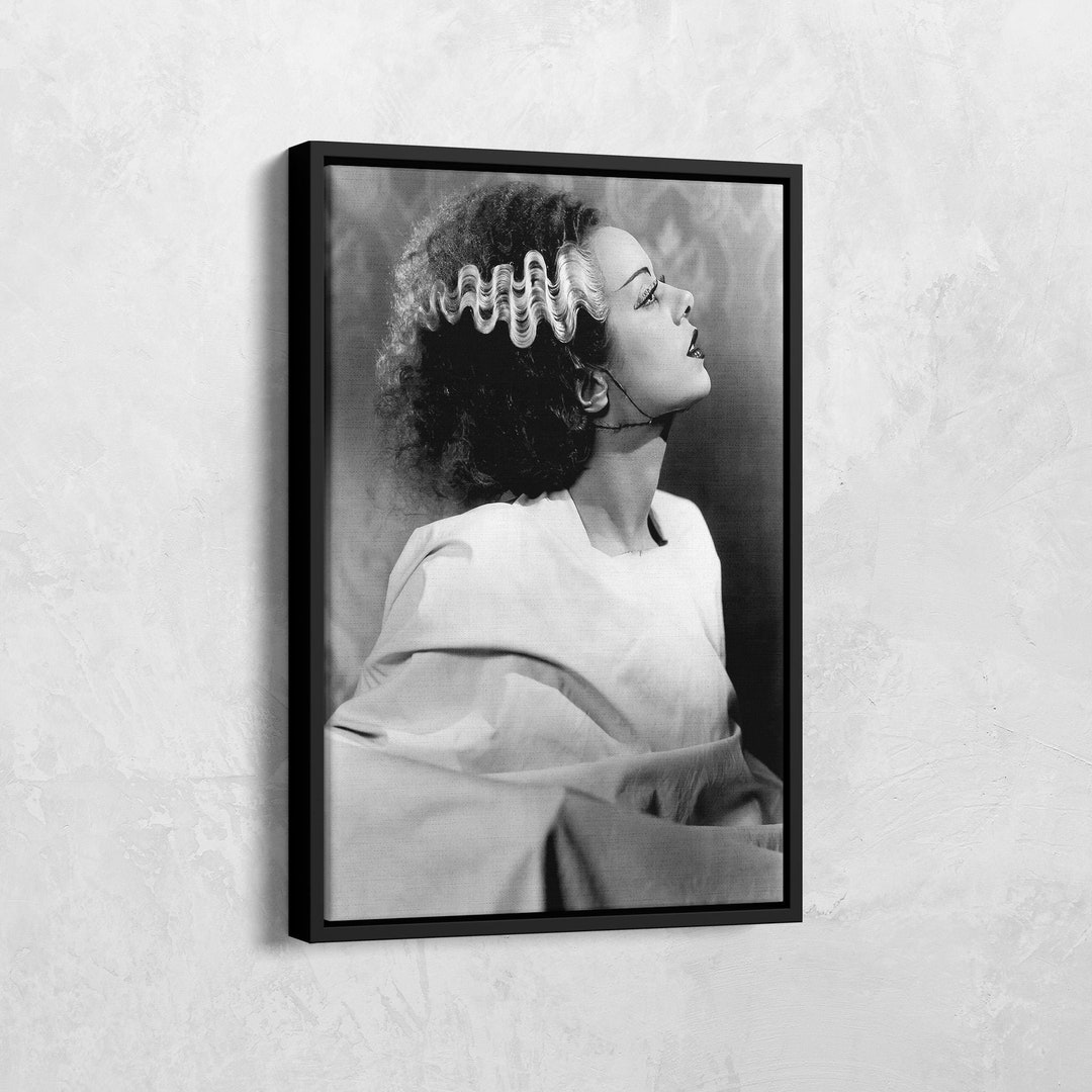 The Bride of Frankenstein Canvas Poster, Horror Movie Poster, Black and ...