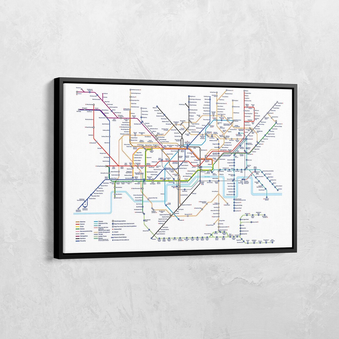 London Underground Tube Map Poster, London Railway, Metro Map, UK ...