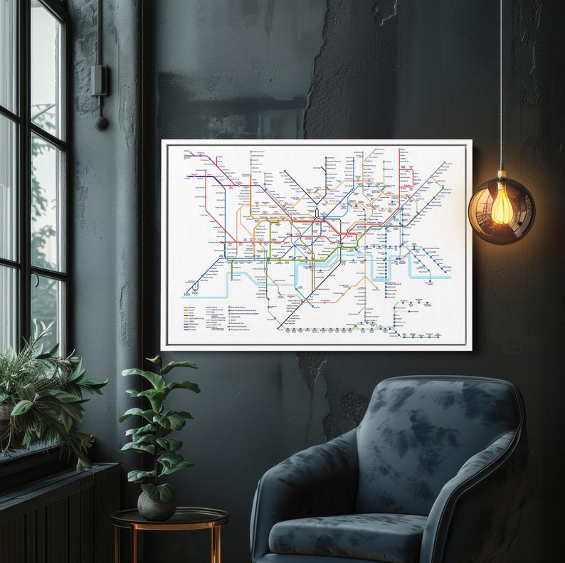 London Underground Tube Map Poster, London Railway, Metro Map, UK ...