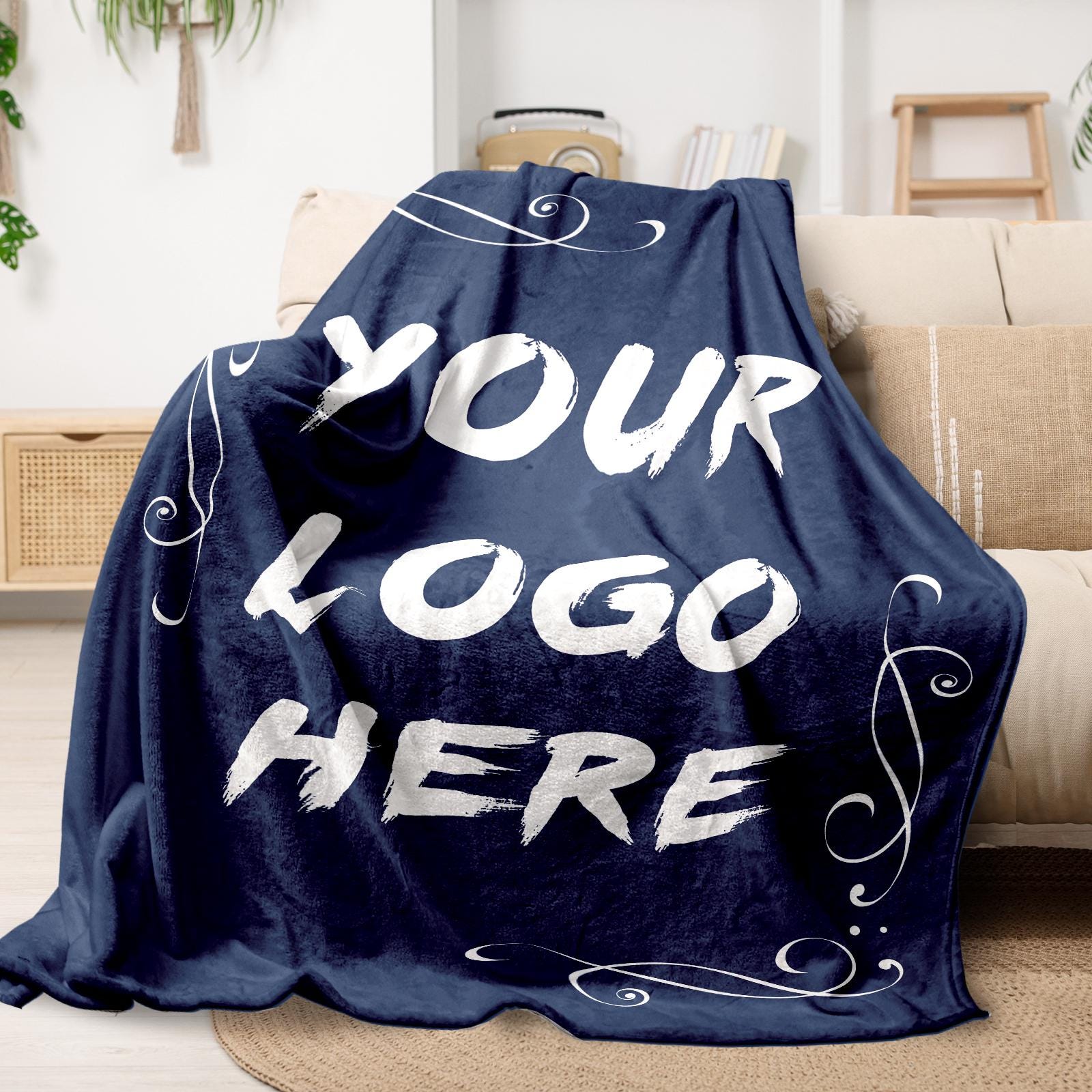 Custom Logo Blanket,custom Appreciation Gift,business Logo Blanket,gift ...