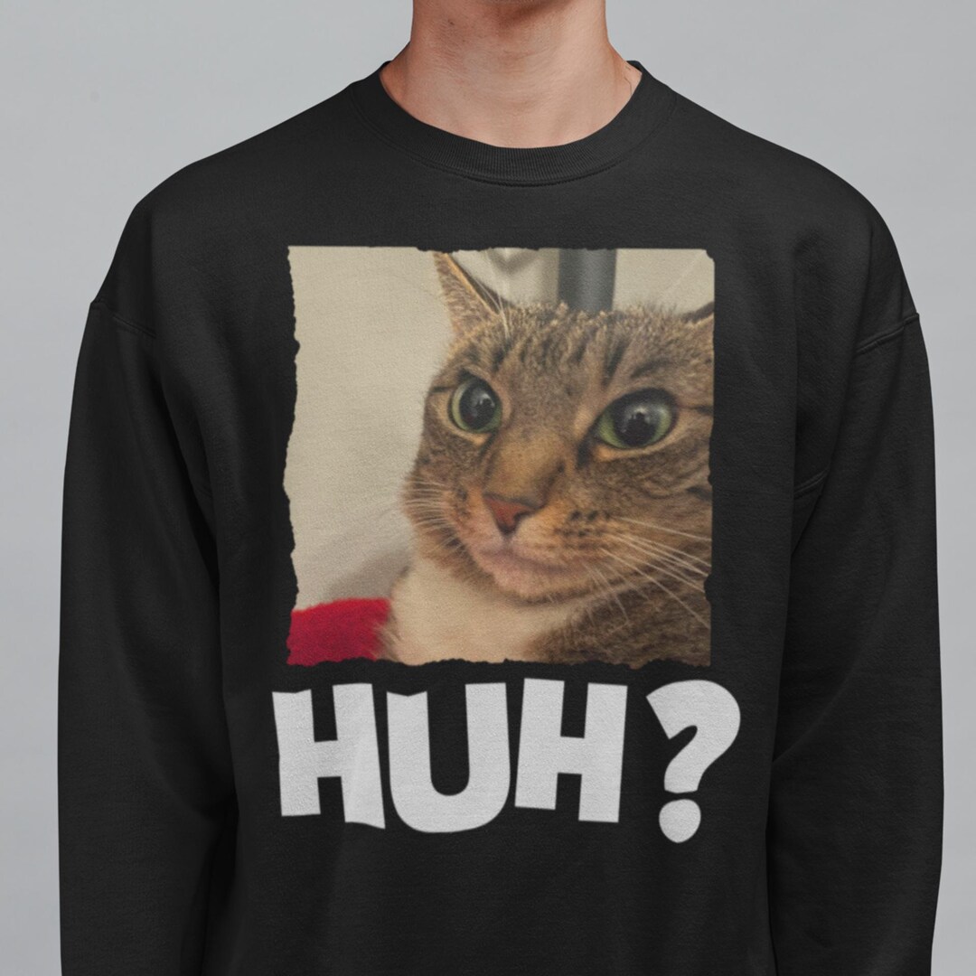 Huh Cat Meme Sweatshirt, Funny Cat Meme Sweatshirt, Gift for Cat Lovers ...