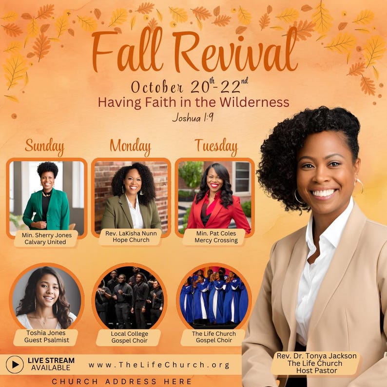 Church Revival Flyer Template for Canva, Modern Design, Church Invitation, Digital Download With ...