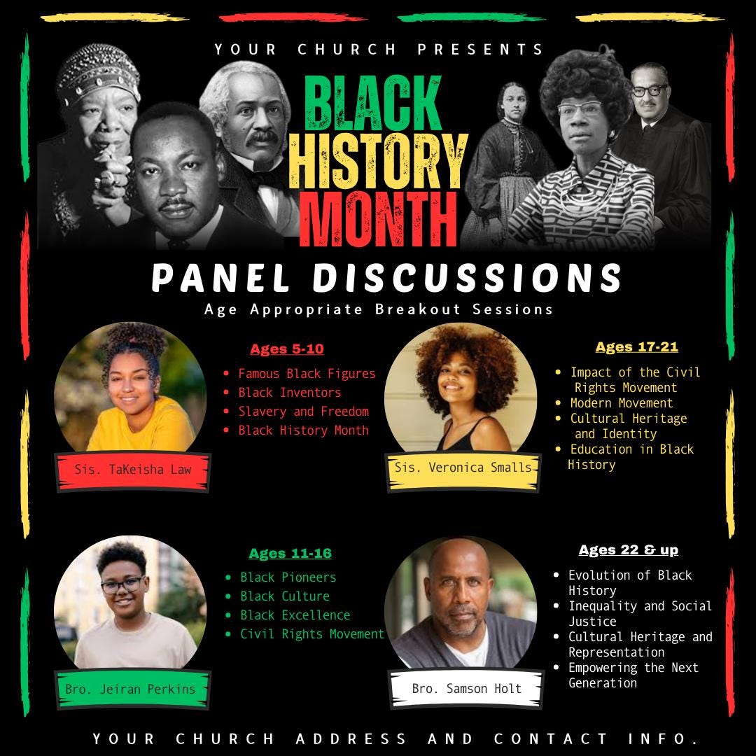 BLACK History Month DISCUSSION Digital Editable Flyer - DIY Black ...