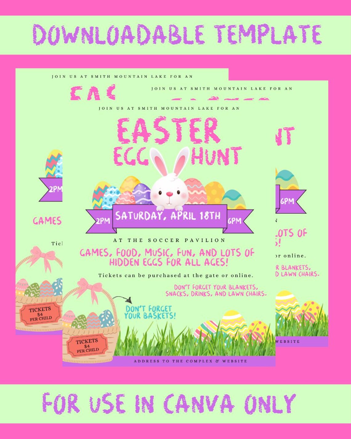 Easter Egg Hunt Flyer, Editable Easter Party Invite, PTA PTO Flyer ...