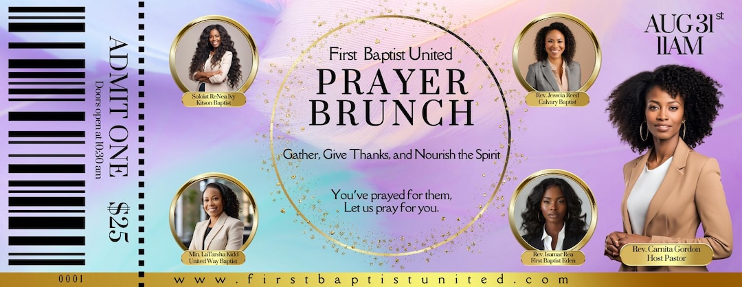Editable Brunch Ticket, Let's Brunch, Brunch, Prayer Brunch, Sunday ...