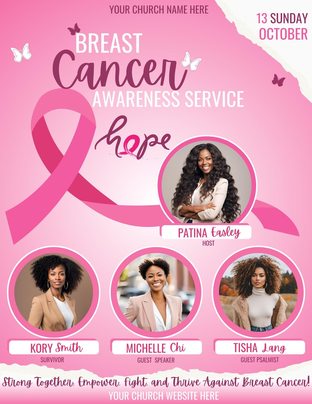 Breast Cancer Awareness Flyer, DIY Flyer Template Design, Breast Cancer ...