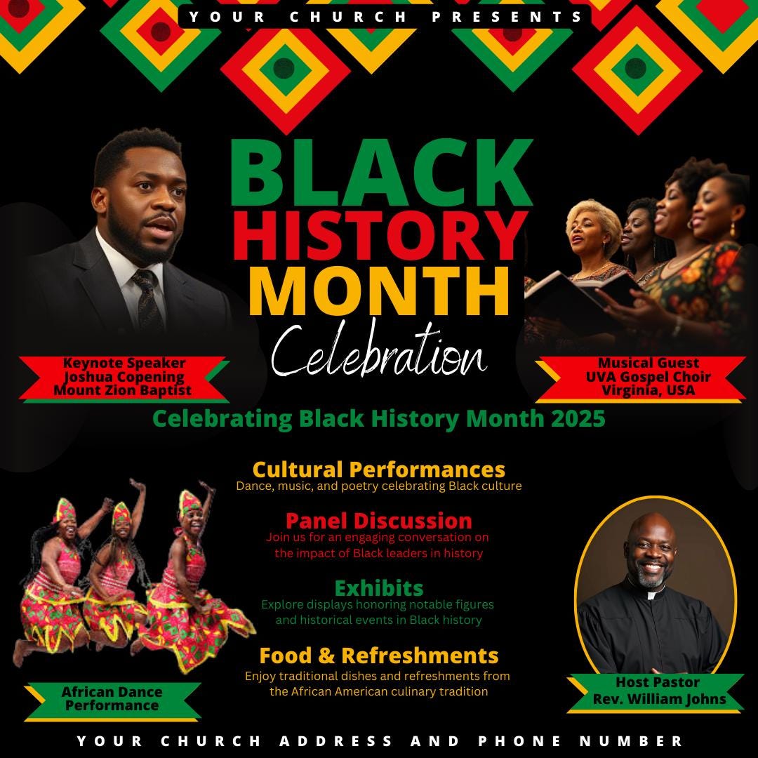 BLACK History Month Celebration Digital Editable Flyer - DIY Black ...