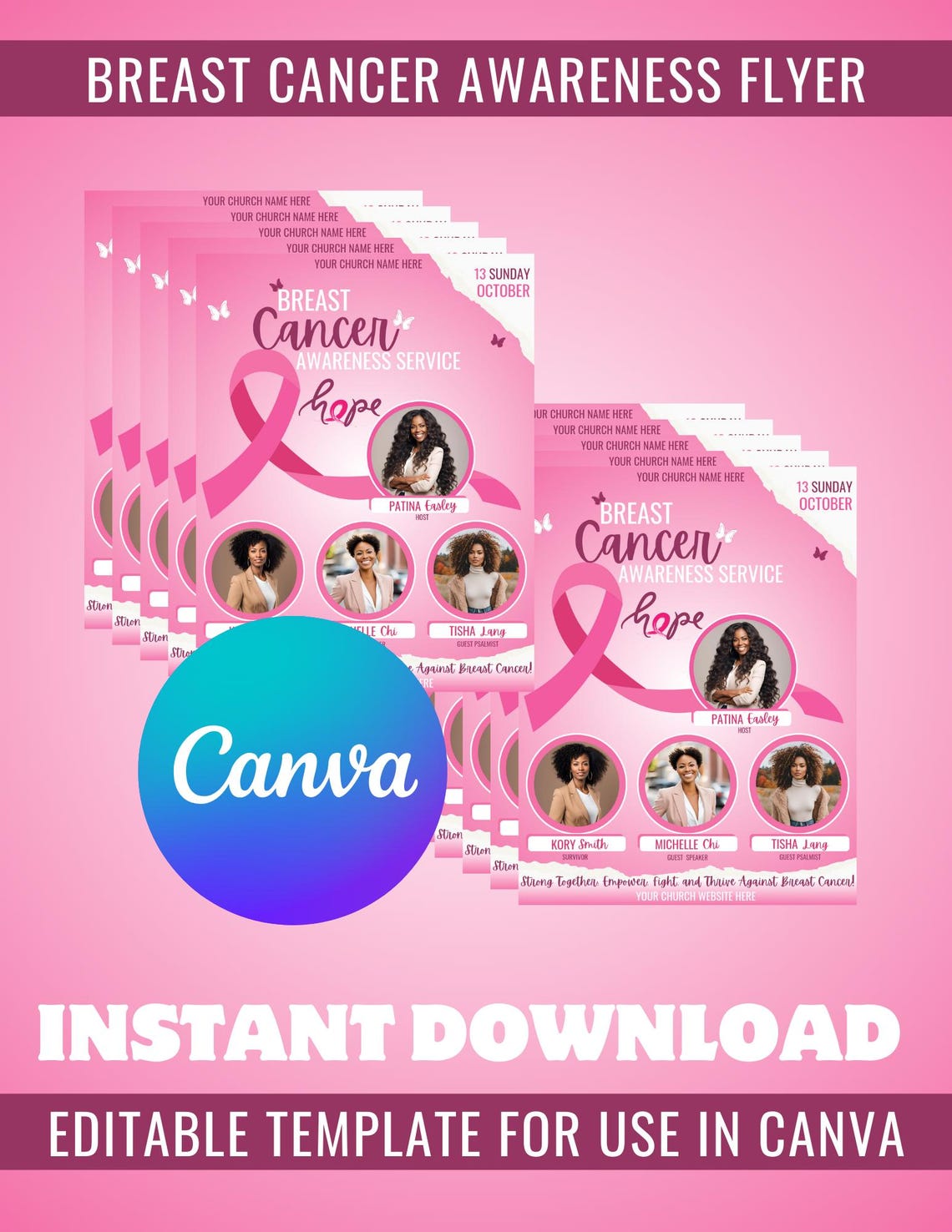Breast Cancer Awareness Flyer, DIY Flyer Template Design, Breast Cancer ...