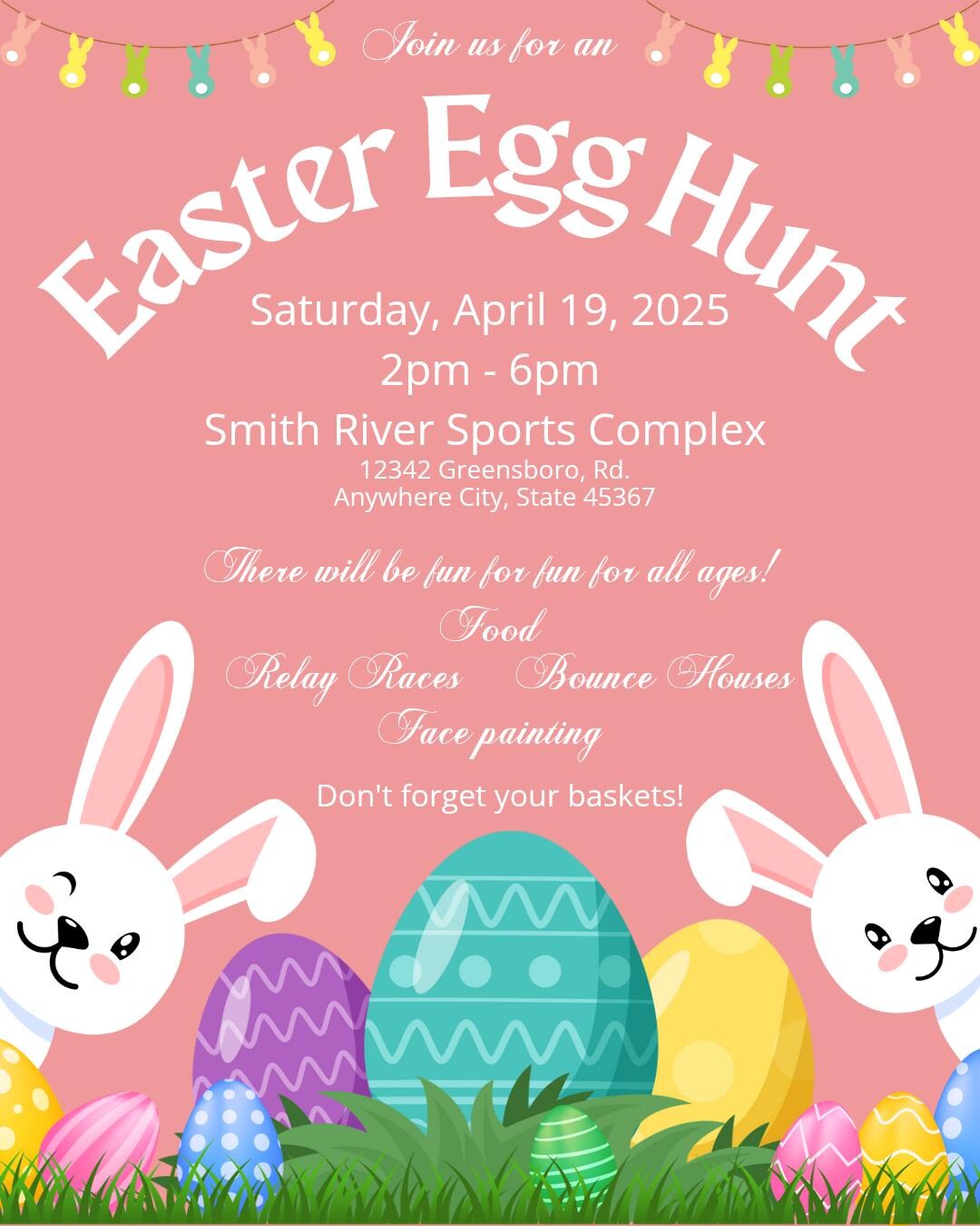 EDITABLE Easter Egg Hunt Invitation, Easter Party Invite, Easter Egg ...