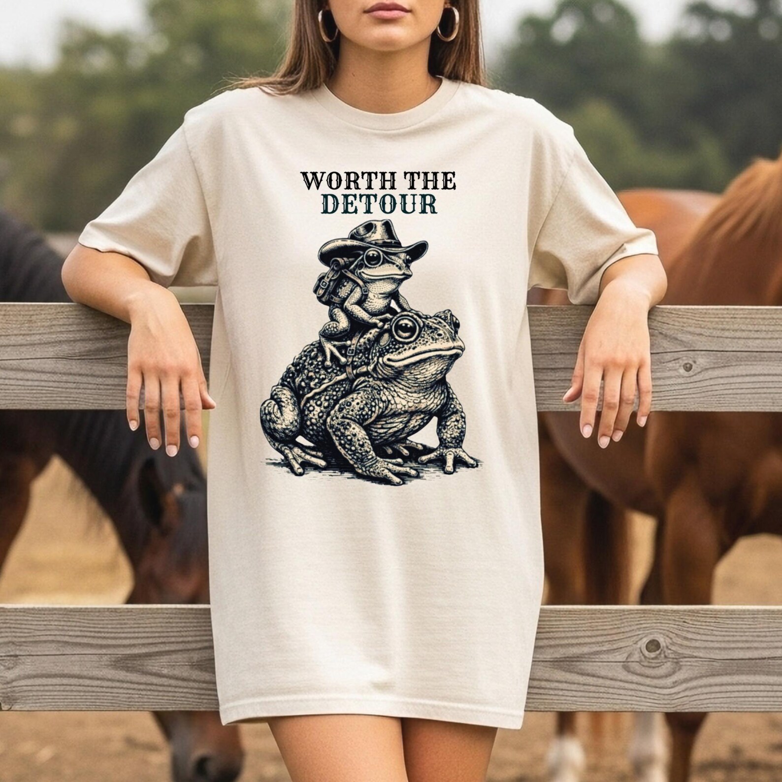 Worth the Detour Frog Shirt, Western Frog Graphic Tee - Etsy