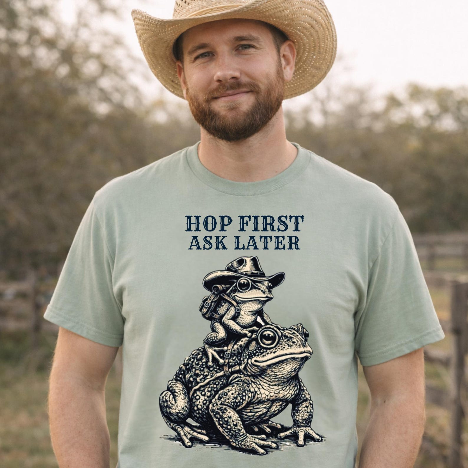 Hop First, Ask Later Frog Shirt, Western Frog Graphic Tee - Etsy