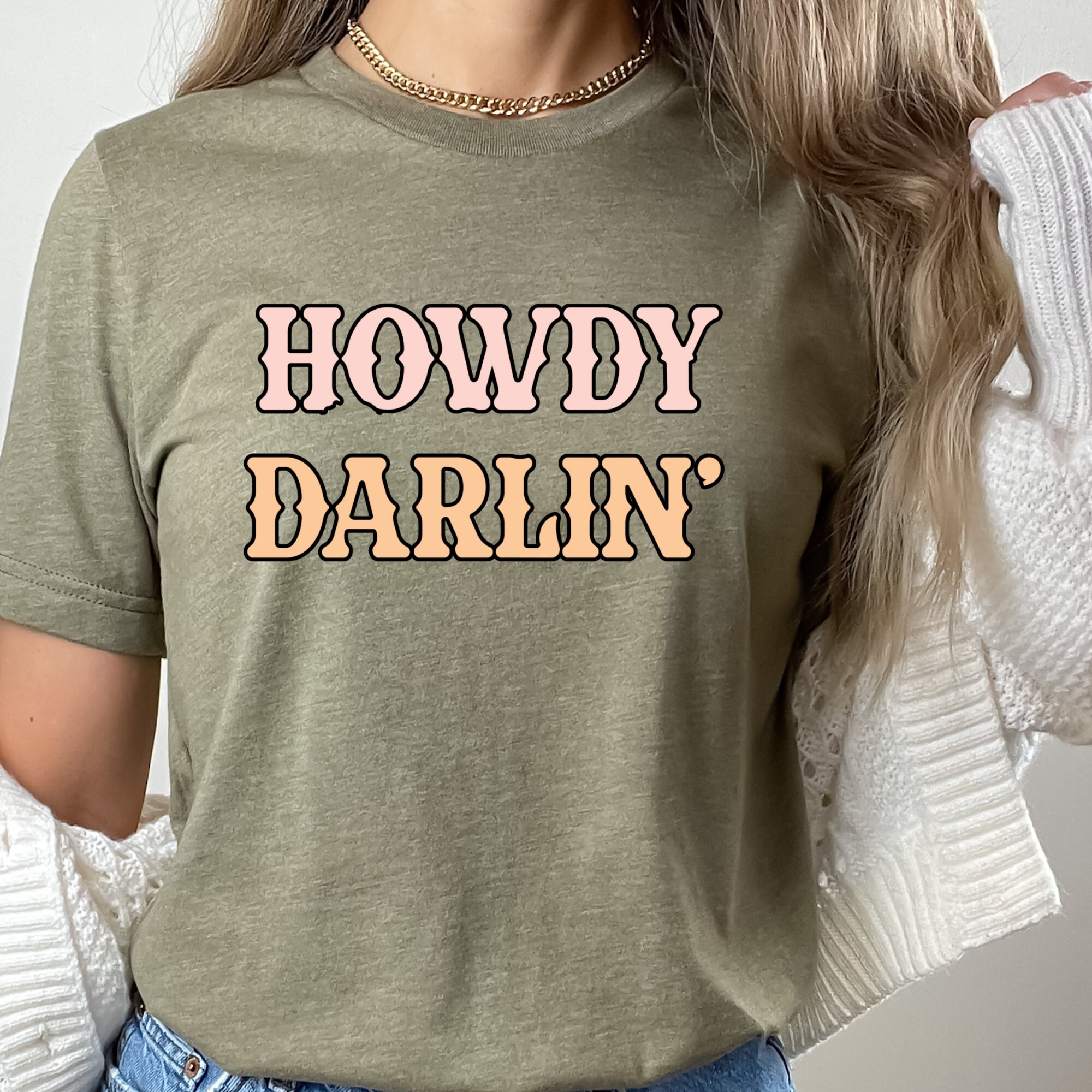 Howdy Darlin' Western Retro T Shirt , Trendy Cowgirl Short Sleeve ...