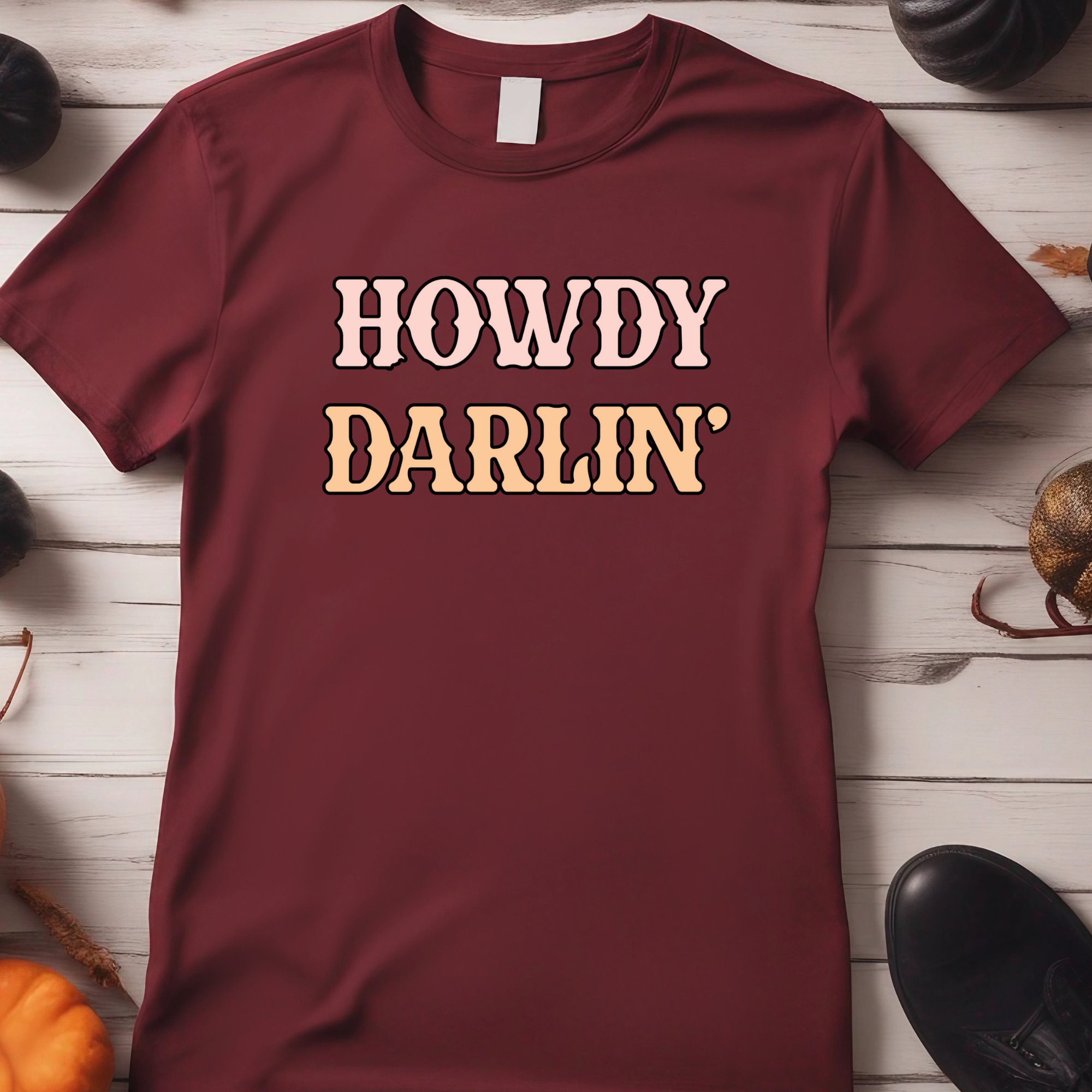 Howdy Darlin' Western Retro T Shirt , Trendy Cowgirl Short Sleeve ...