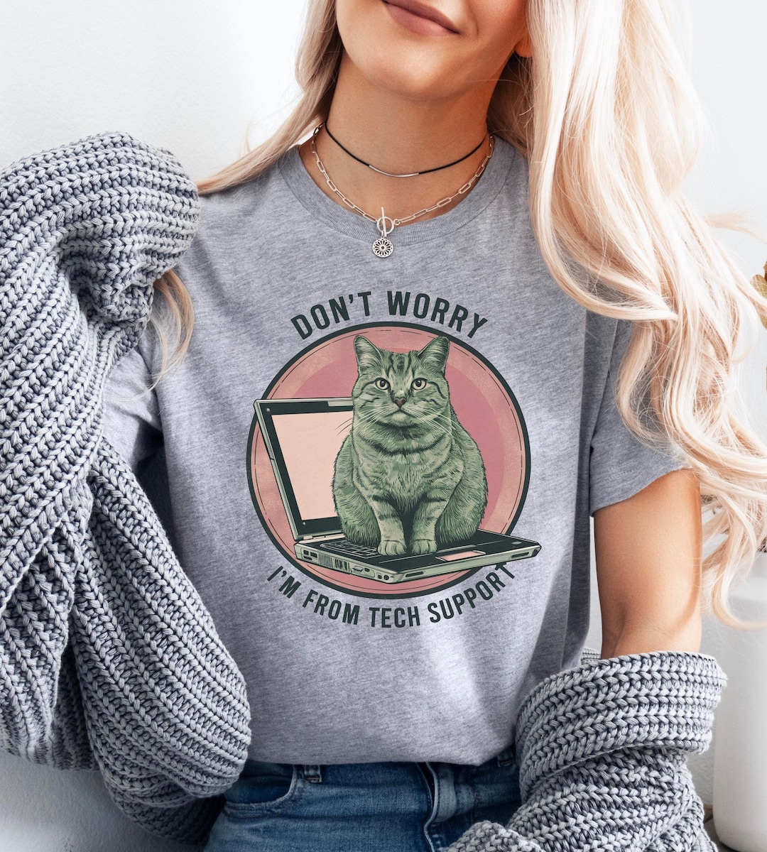 Cute Cat Tech Support T Shirt Funny IT Engineer Tee, Cat Lover Gift ...