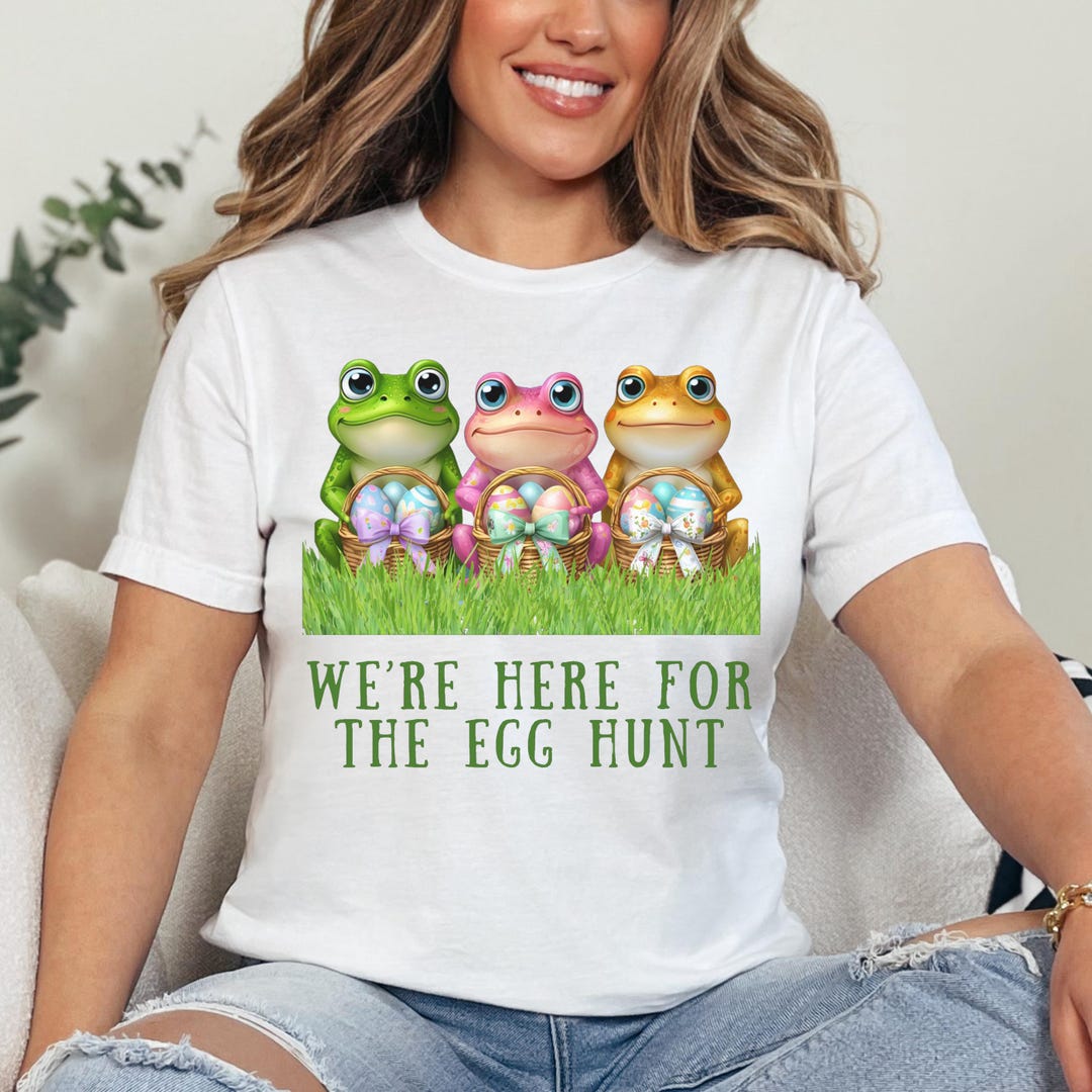 Cute Frogs and Easter Baskets Tee, Funny Frogs Happy Easter Shirt ...