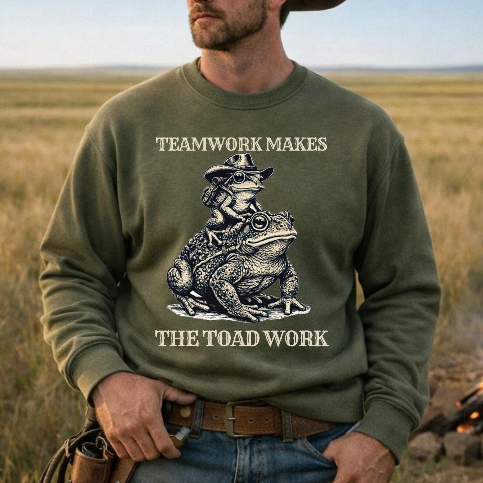 Teamwork Makes the Toad Work Frog Sweatshirt, Funny Western Graphic - Etsy
