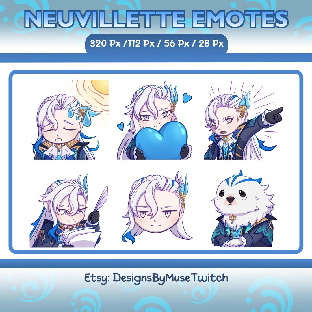 Genshin Impact Neuvillette Emotes for Discord / Twitch / Youtube - Etsy