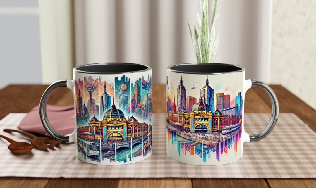 Melbourne Cityscape Ceramic Mug: Flinders Street Station Art - Etsy