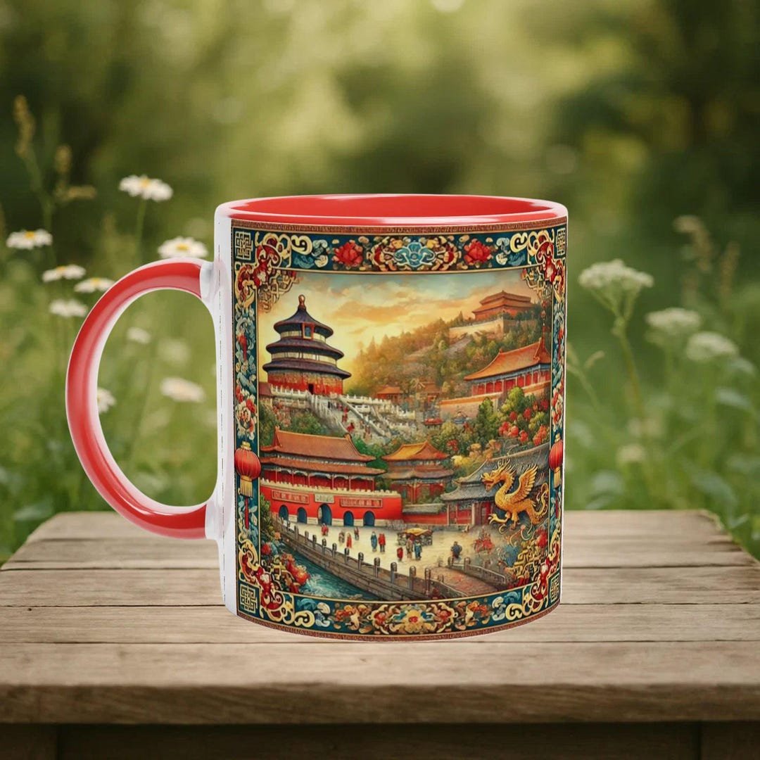 Beijing Landmarks Ceramic Coffee Mug – Great Wall, Forbidden City Art ...