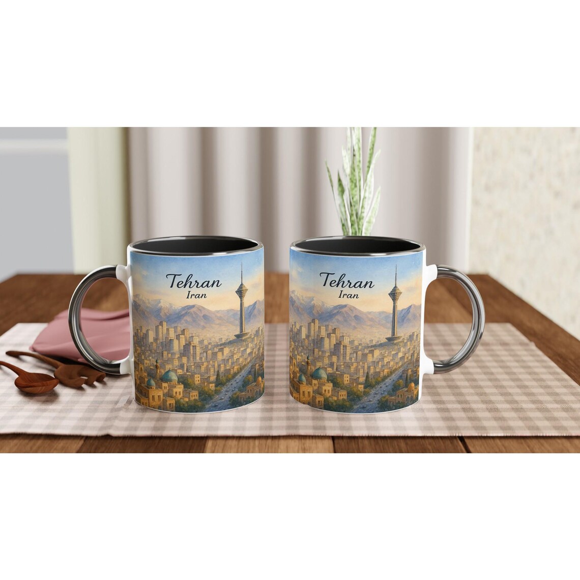 Tehran Iran Mug – Alborz Mountain Skyline, Milad Tower & Historic City ...