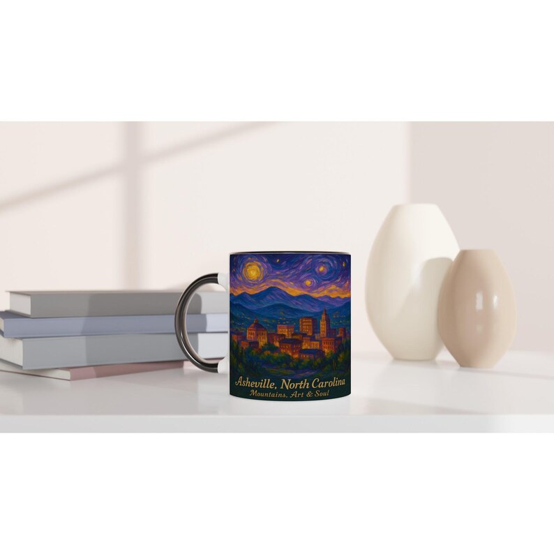 Asheville Mug: Van Gogh Style, Blue Ridge Mountains Coffee Cup - Etsy