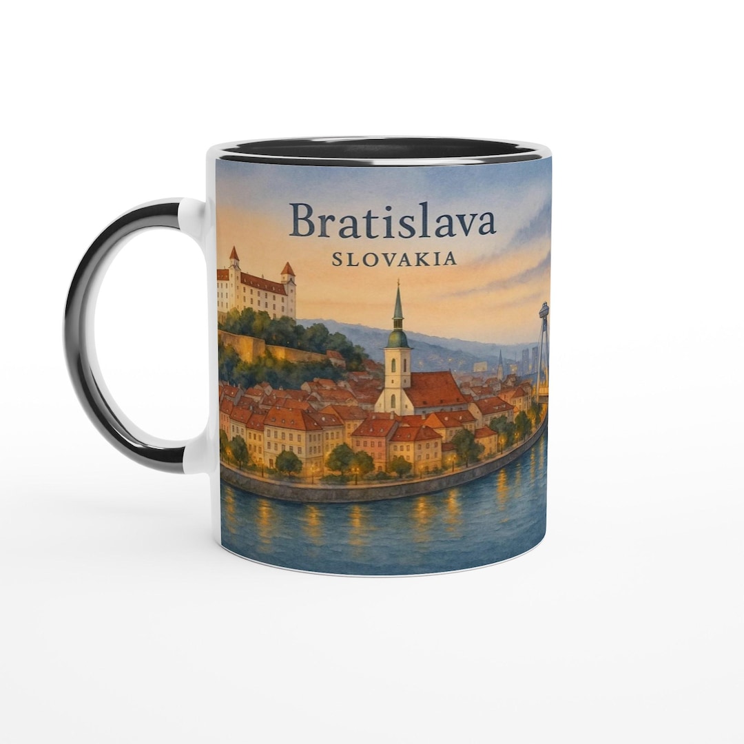 Bratislava Slovakia Mug – Danube River Castle Hill, Old Town Skyline ...