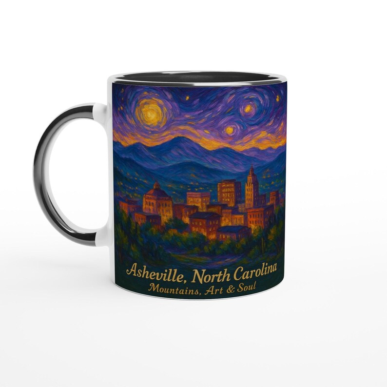 Asheville Mug: Van Gogh Style, Blue Ridge Mountains Coffee Cup - Etsy
