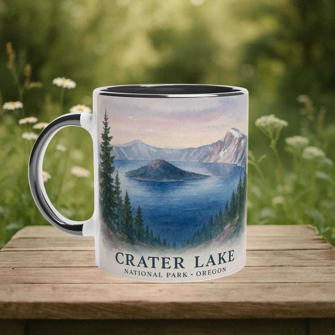 Crater Lake Mug, Watercolor Oregon National Park Gift - Etsy