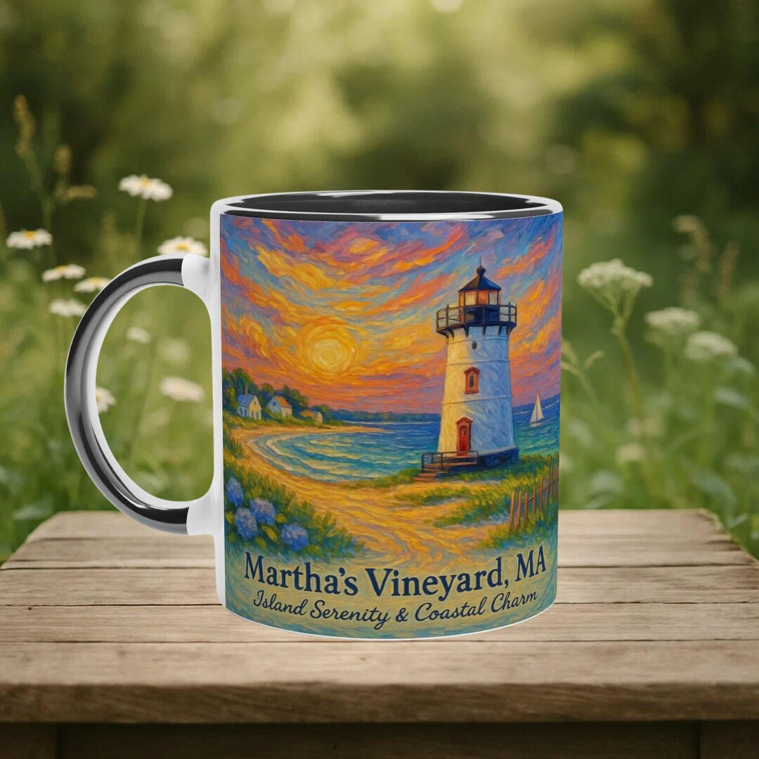 Martha's Vineyard Lighthouse Mug: Van Gogh Seaside Art - Etsy