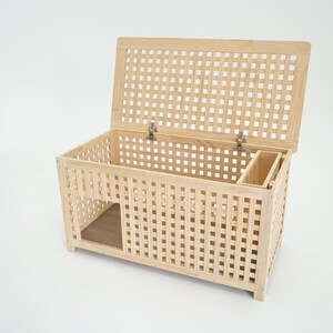 Modern Rabbit Litter Box Enclosure With Hay Feeder | Rabbit Furniture ...