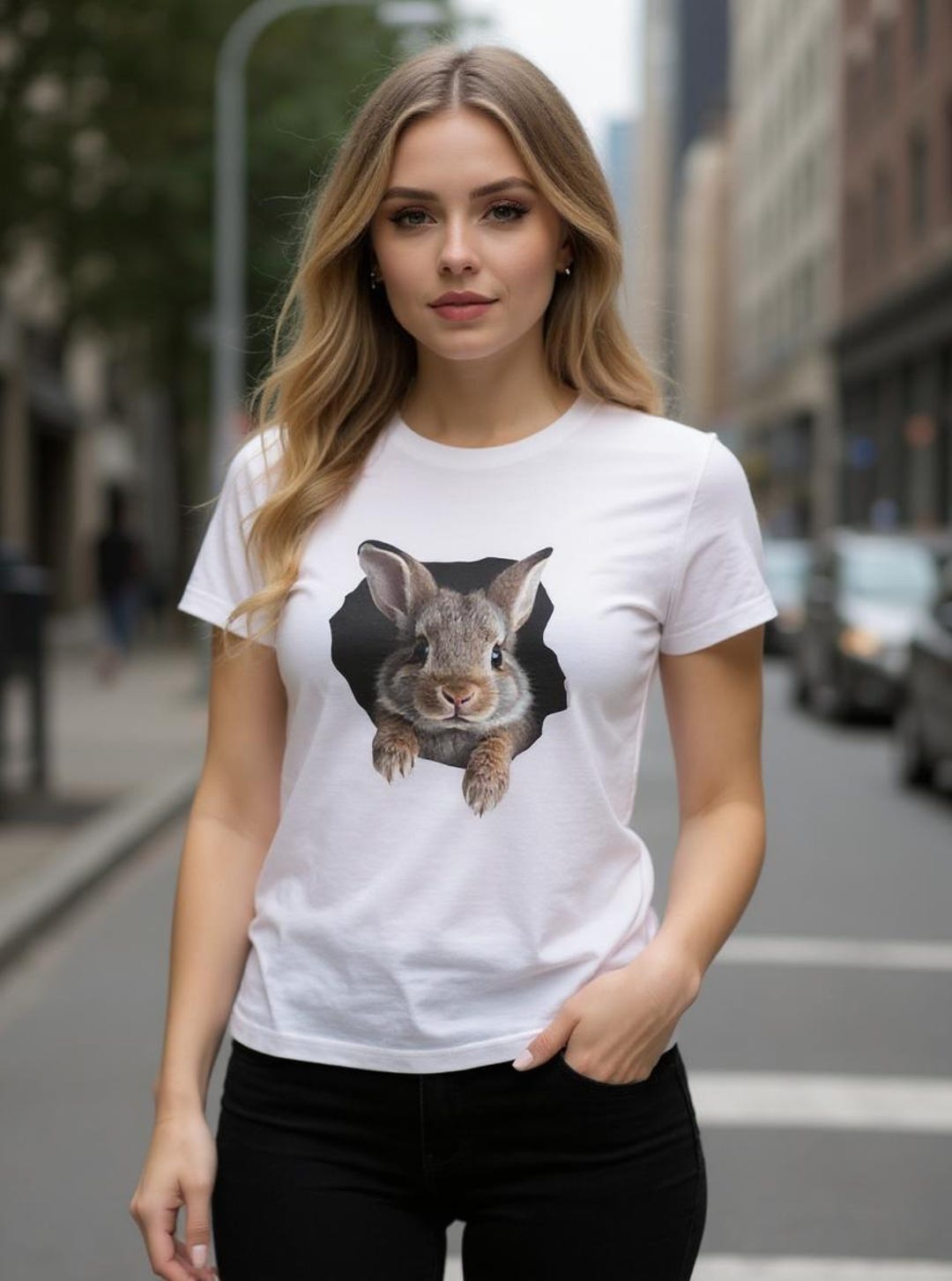 3D Bunny Hole Effect T-shirt, Animal Lover Gift - Etsy