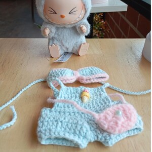 Handcrafted Crochet Overalls Blue Labubu V2 Doll Outfit - Etsy
