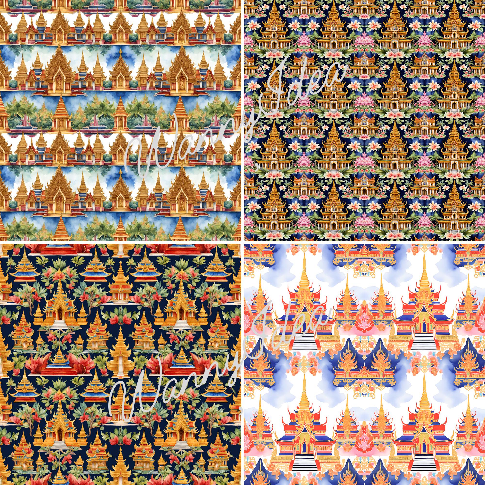 Thailand Temple Culture Seamless Fabric Paper Digital Print - Etsy
