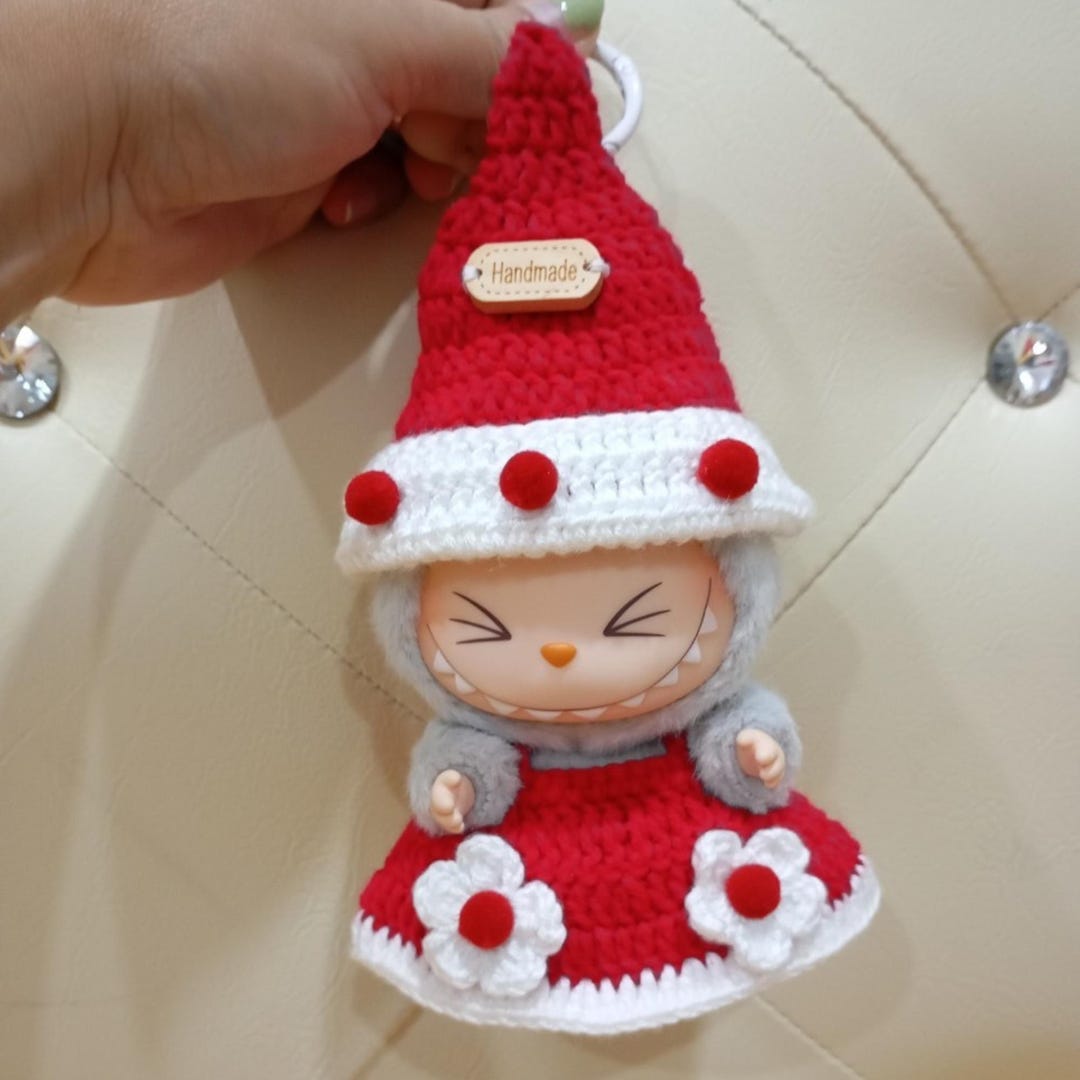 Red Santa Claus Outfit for Labubu V1 V2 Doll Handcrafted Crochet - Etsy