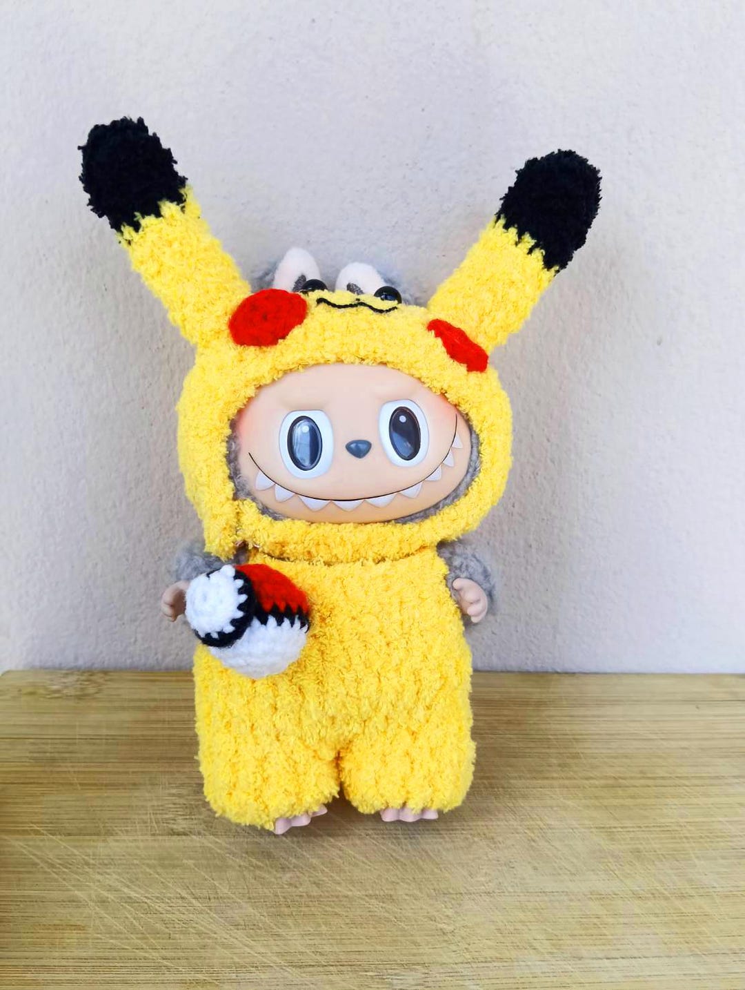 Handmade Cute Crochet Yellow Pokemon Pikachu Overalls Romper Doll ...