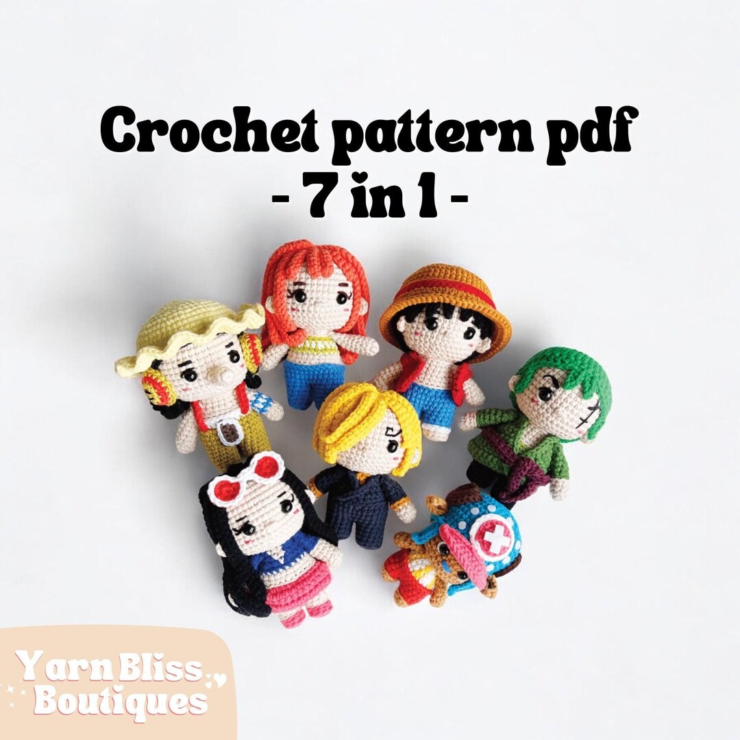 7 in 1 Anime Pirate Crochet Patterning Pdf Amigurumi Downloadful ...