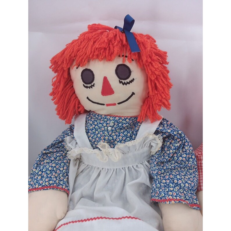 Raggedy Ann and Andy Pair Vintage Dolls 3ft Tall Granny Core Cottage ...