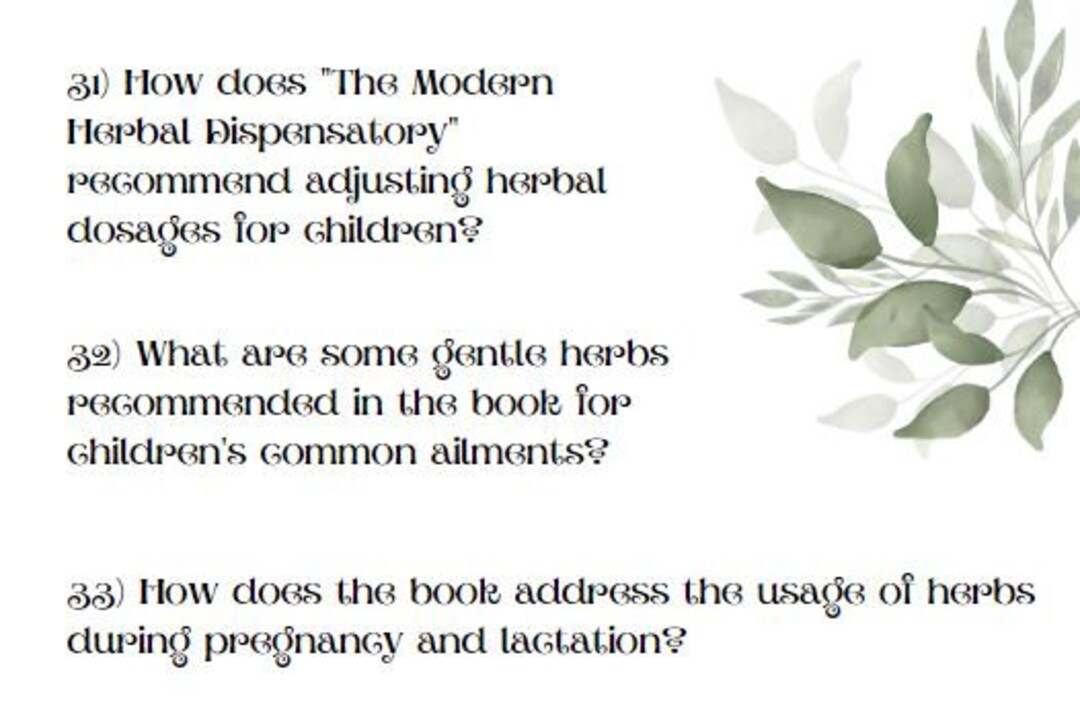 The Modern Herbal Dispensatory Book Based Questions (100!!)/learn ...