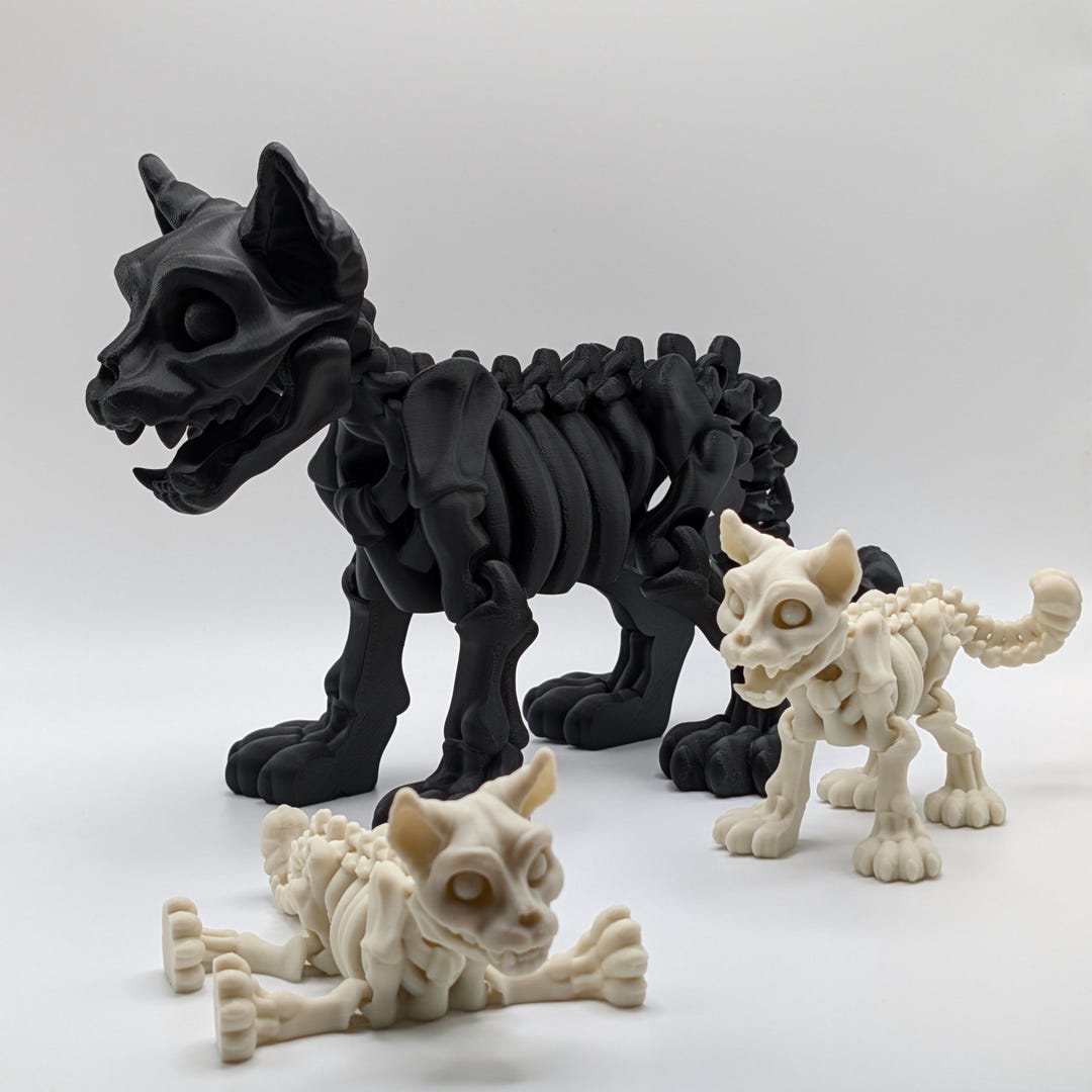 Articulating Skeleton Cat, Halloween Decor (3.5-7in) - Etsy