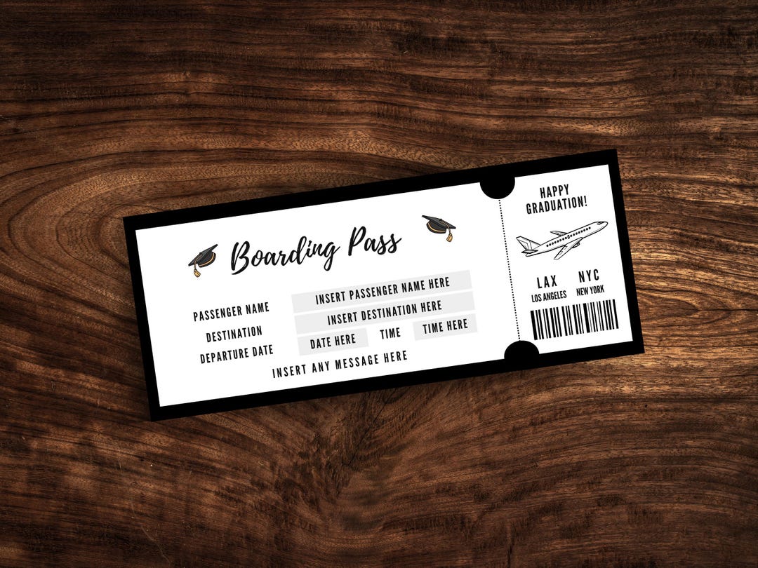 Editable Boarding Pass Template, Printable Plane Ticket, Personalized ...