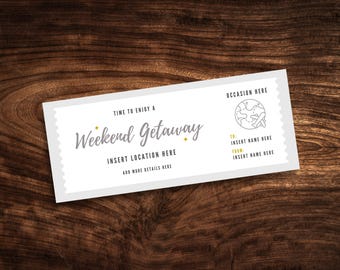 Editable Weekend Getaway Coupon Template, Custom Surprise Hotel ...