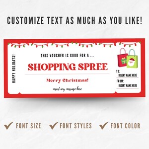 Editable Holiday Shopping Spree Coupon Template, Custom Shopping Ticket ...