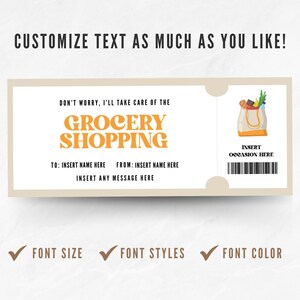 Editable Grocery Shopping Coupon, Custom Grocery Service Gift ...