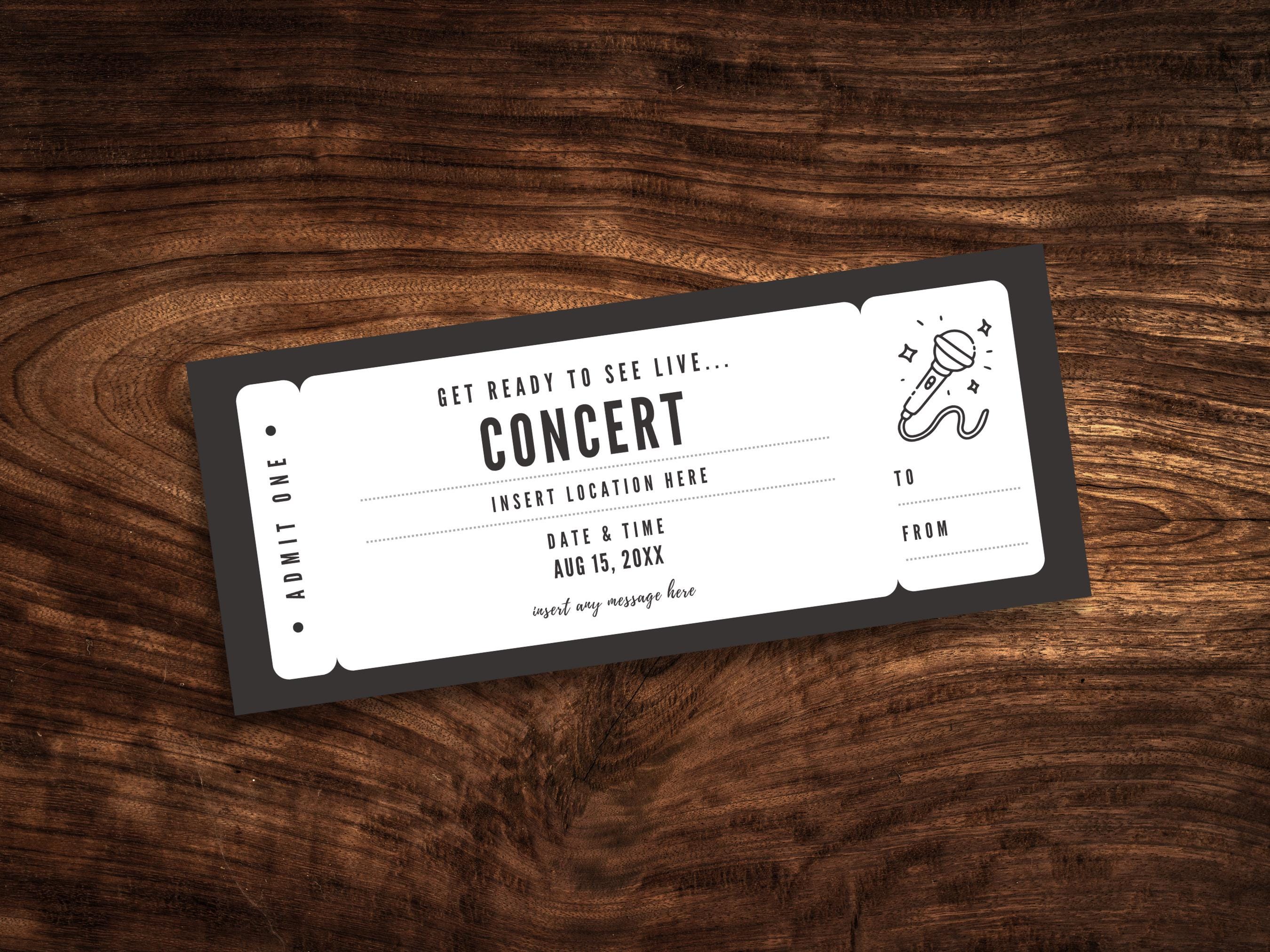 Custom Concert Ticket Template, Printable Concert Ticket, Surprise Gift ...