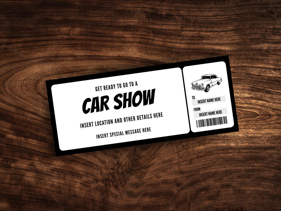 Editable Car Show Coupon Template, Custom Classic Car Show Ticket ...
