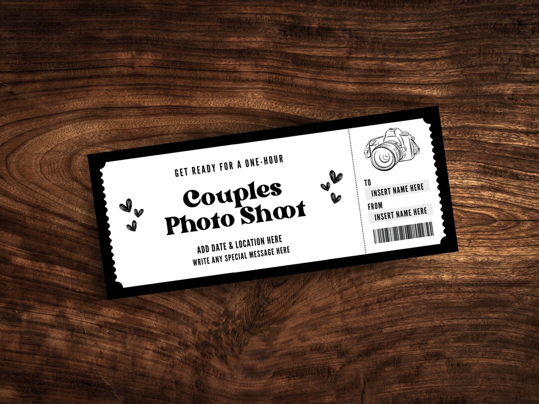 Editable Couples Photo Shoot Coupon, Custom Couples Photo Session Gift ...