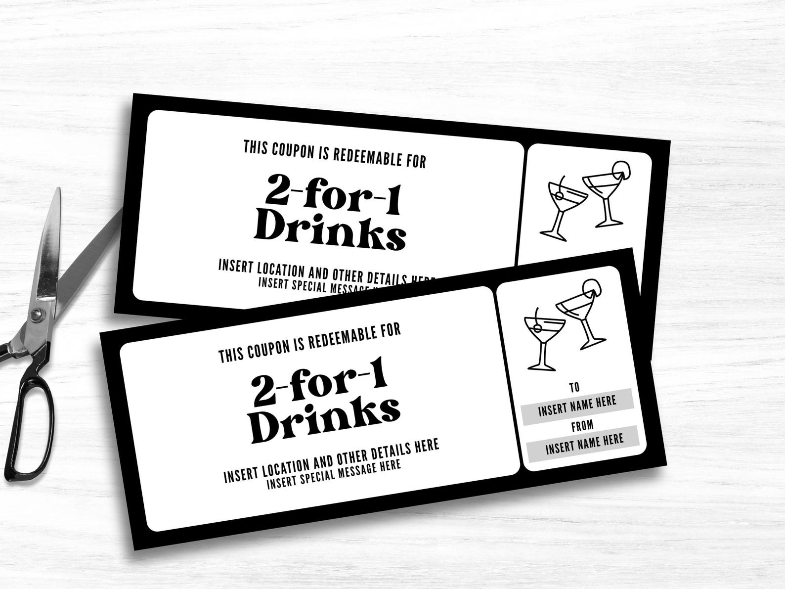 Printable 2-for-1 Drink Coupon Template, Editable Buy One Get One Drink ...