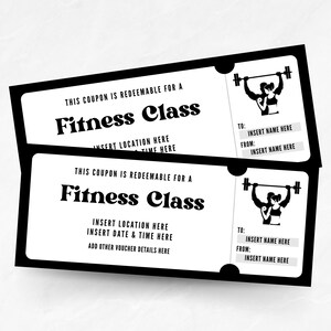 Editable Fitness Class Coupon, Custom Fitness Lesson Ticket Template ...